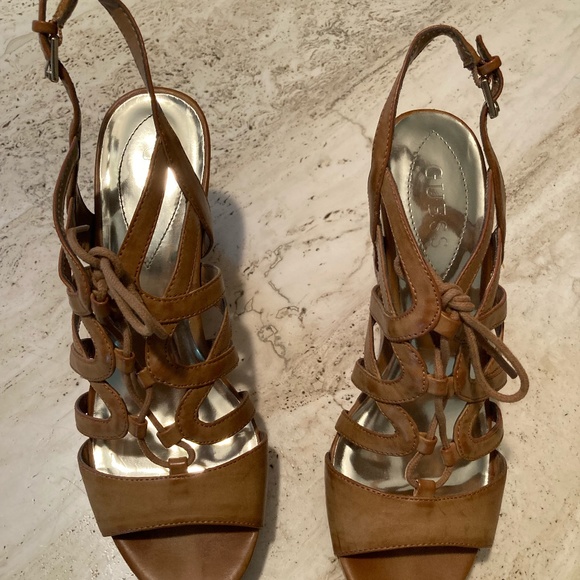 G by Guess | Shoes | Guess Women Tan Lace Up Platform Wedge Sandals ...